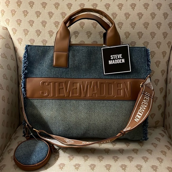 Steve Madden | Bags | Steve Madden Denim Crossbody Tote | Poshmark